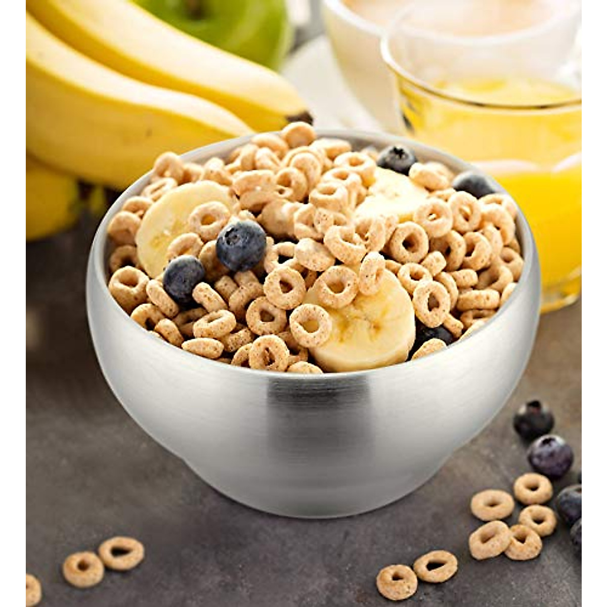 E-far Bowls for Kids Toddlers, 12 Ounce Double-deck 18/10 Stainless Steel Bowls for Baby Children, Healthy & Matte Finish, Insulated & Shatterproof - Set of 4