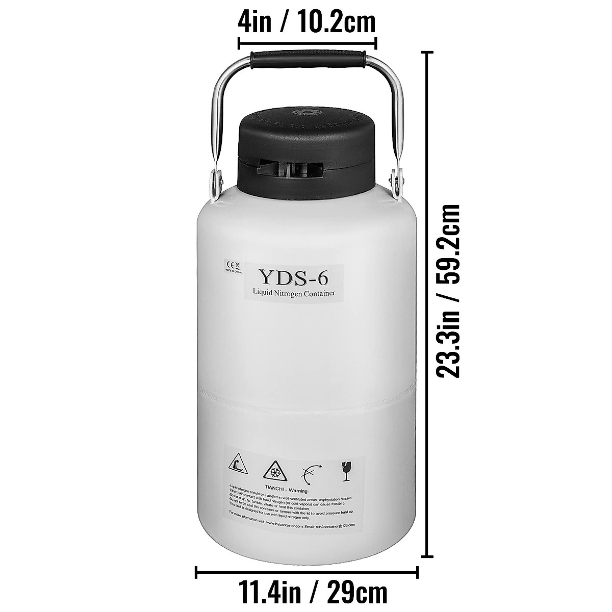 Vevor Liquid Nitrogen Tank 6L Aluminum Alloy Liquid Nitrogen Dewar Static Cryogenic Container Liquid Nitrogen Container with 6 Canisters and Carry Bag (6L): Industrial & Scientific