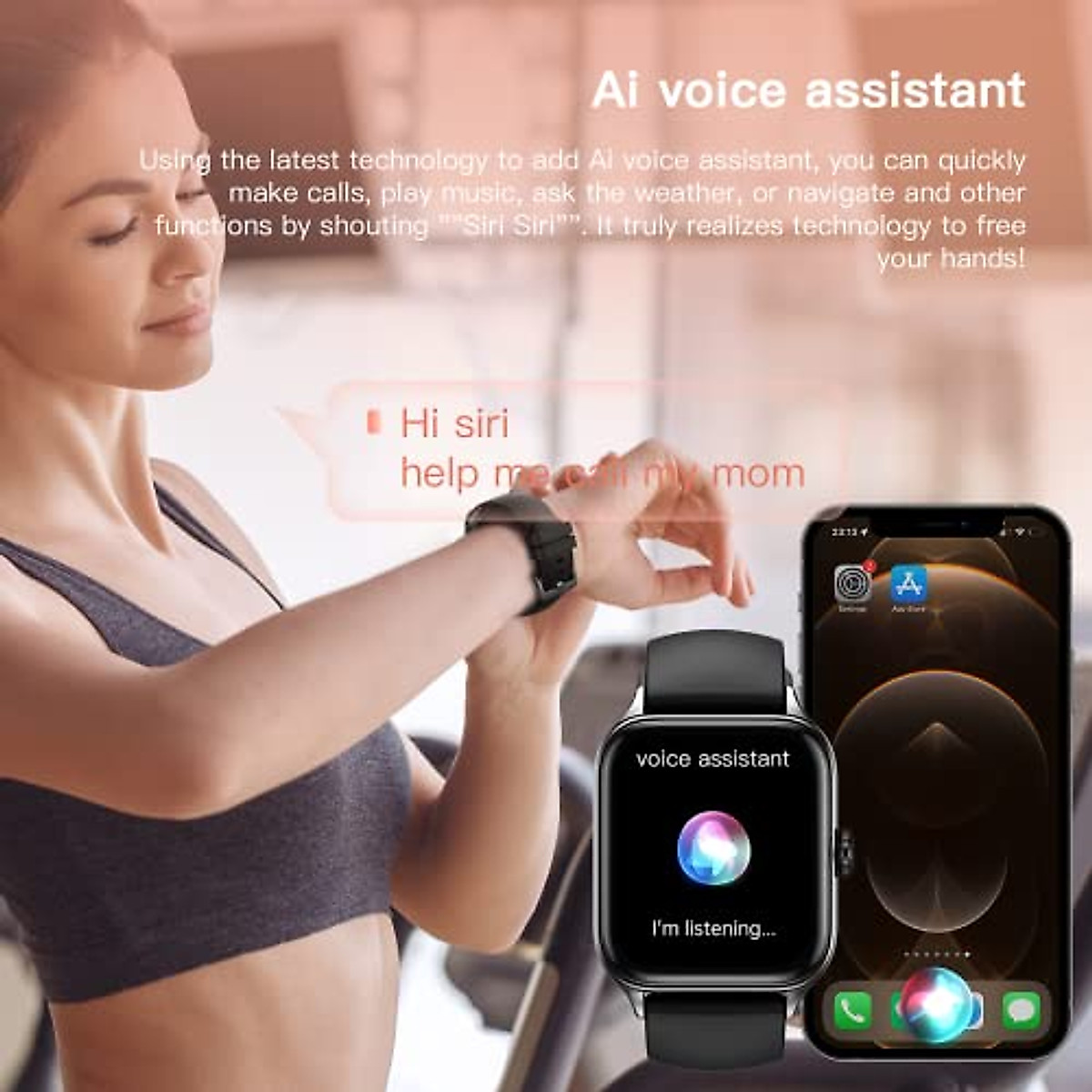 Smart Watch (Receive & Dial), 2023 Newest 1.85" TFT HD Touch Screen, Smart Watch for Women Men with Fitness Tracker, Smart Watch for Android iPhone with Text, Pedometer, Heart Rate (Classic Black)