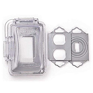 Leviton GFWT1-W Self, Resistant and Tamper, 15-Amp, White & TayMac MM420C 1-Gang Nonmetallic Extra Duty Weatherproof in-Use Horizontal/Vertical 16-in-1 Standard Cover, 2.75 in, Clear