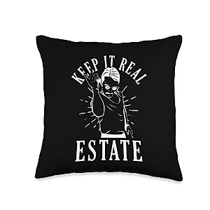 Object Seller Mortgage Rent Business Building Gift Realtor Real Estate Agent House Property Apartment Broker Throw Pillow, 16x16, Multicolor