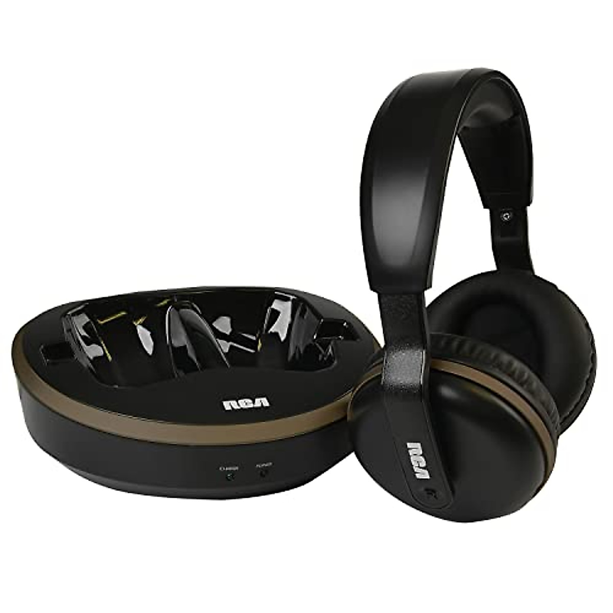 RCA Wireless Over-Ear Rechargeable Stereo Headphones, Transmits Audio Signal up to 150 Feet, 40mm Speakers for Outstanding Sound Performance, PLL Technology Loops in Frequency to Prevent Signal Loss