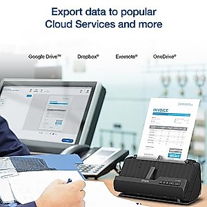 Epson - Workforce ES-C320W - Wireless Compact Desktop Document Scanner - 2-Sided Scanning and Auto Document Feeder - Paper and Card Scanner - Black