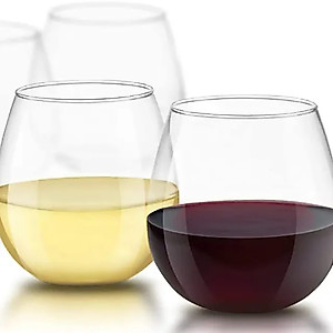 Papyon Unbreakable Plastic Wine Cups 16 oz, Clear Wine Glasses for Wedding, Parties, Events, Catering, BPA-Free, Reusable Shatterproof Stemless Wine Cups, Cocktail Glass (24-Pack, 16 oz)