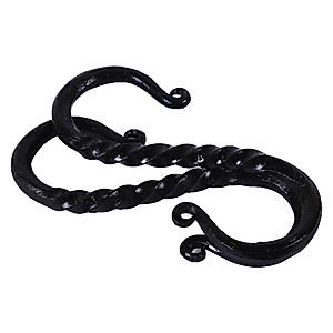 Viking Traders handforged Twisted Heavy-Duty S Hook 2-Pack Rustic Design| Black Coated, S Hooks for Hanging,Heavy Duty Shelving,Garage,Grid Wall,Storage Racks,Hooks for Heavy Weights