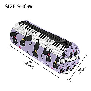 Cute Animal Cat Pencil Case Pen Bag Pouch Holder, Piano Music Note Zipper Pencil Bag Portable Cosmetic Organizer Makeup Brush Bag Purse School Stationery for Kids Girl Boy Adults Office Nurse Supplies