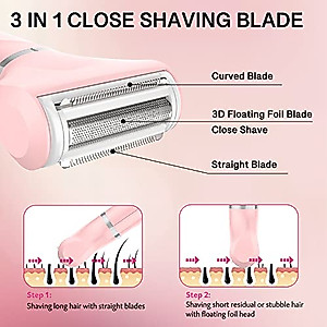 Electric Razors for Women, WUFAYHD Bikini Trimmer, 3 in 1 Foil Shaver Cordless Portable Wet & Dry, Rechargeable Body Hair Removal Public Hair, Legs Face Underarm
