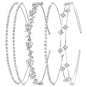 Jaciya Rhinestone Headband Silver Bridal Wedding Headband Crystal Flower Girl Leaves Crown Metal Hair Band Tiara Prom Hair Accessories for Women Girls