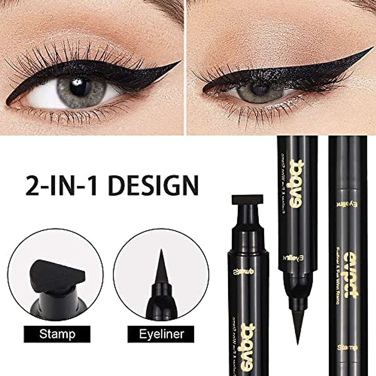 evpct Winged Wing Colored Eyeliners Stamps Stencil Wingliner Liquid Set Eye Liners for Women 4 Color Black Red Pink Green Cat Eye Face Stamp Liquid Eyeliner Colorful Makeup Set Multicolor Waterproof