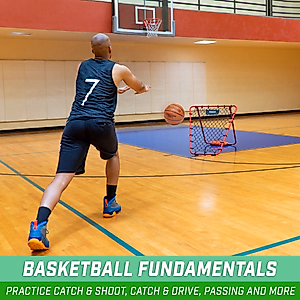GoSports Basketball Rebounder with Adjustable Frame, Rubber Grip Feet and Sandbags - Portable Passback Training Aid