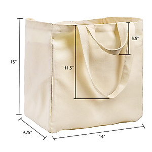 Tosnail 3 Pack Thick Canvas Grocery Tote Bags with Bottle Sleeves, Large Reusable Shopping Bags with Long Shoulder Strap and Short Handles, Heavy Duty Cloth Bags