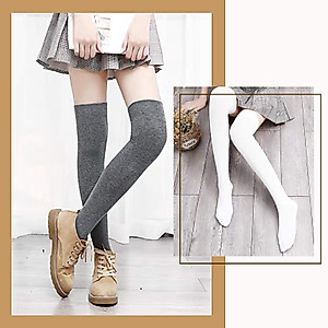 Thigh High Socks for Women Casual Over the Knee High Socks Stockings for Anniversaries or Holidays(Grey,6 Pairs)