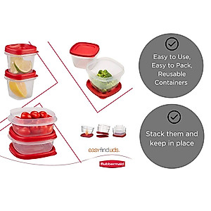 Rubbermaid Easy Find Lids Food Storage Containers with Lids - BPA-Free Durable Plastic Food Containers Great for Home, School, Travel - Freezer, Microwave, and Dishwasher Safe - 28 Piece Set - Red