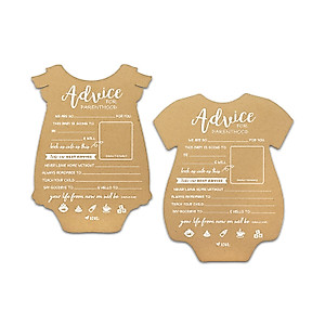 Summer-Ray.com 50pcs Baby Onesie Baby Prediction and Parenthood Advice Cards for Baby Shower 5" x 7" Heavyweight (Baby Girl)