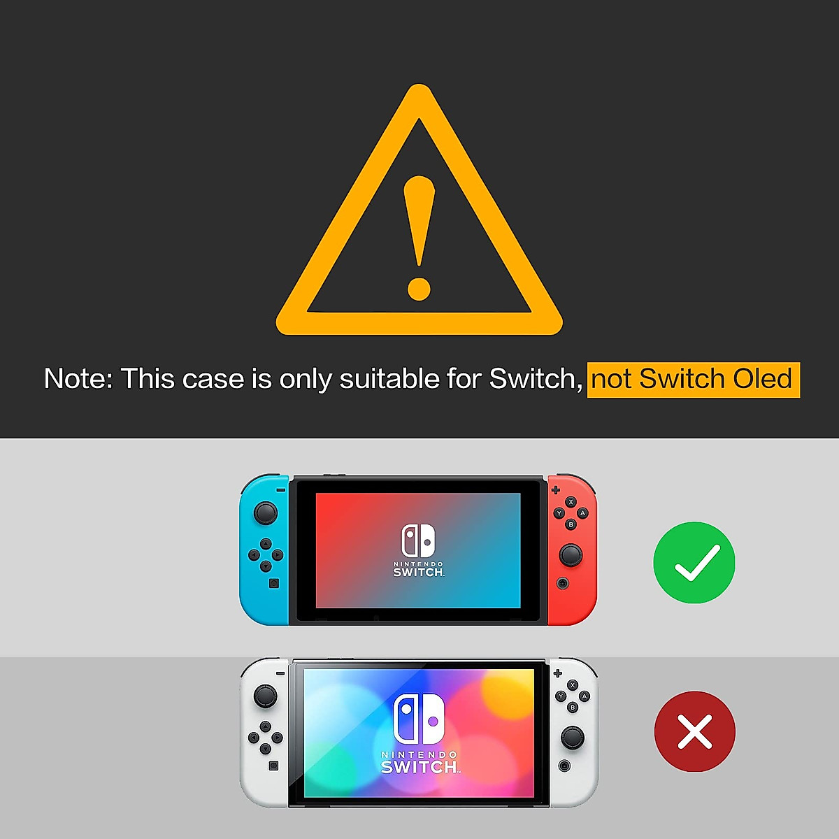 Switch Clear Case, Dockable Protective Hard Cover Case for Nintendo Switch and Soft TPU Grip Case for Joy-Con with Tempered Glass Screen Protector and Thumb Stick Caps (NOT for Switch OLED)