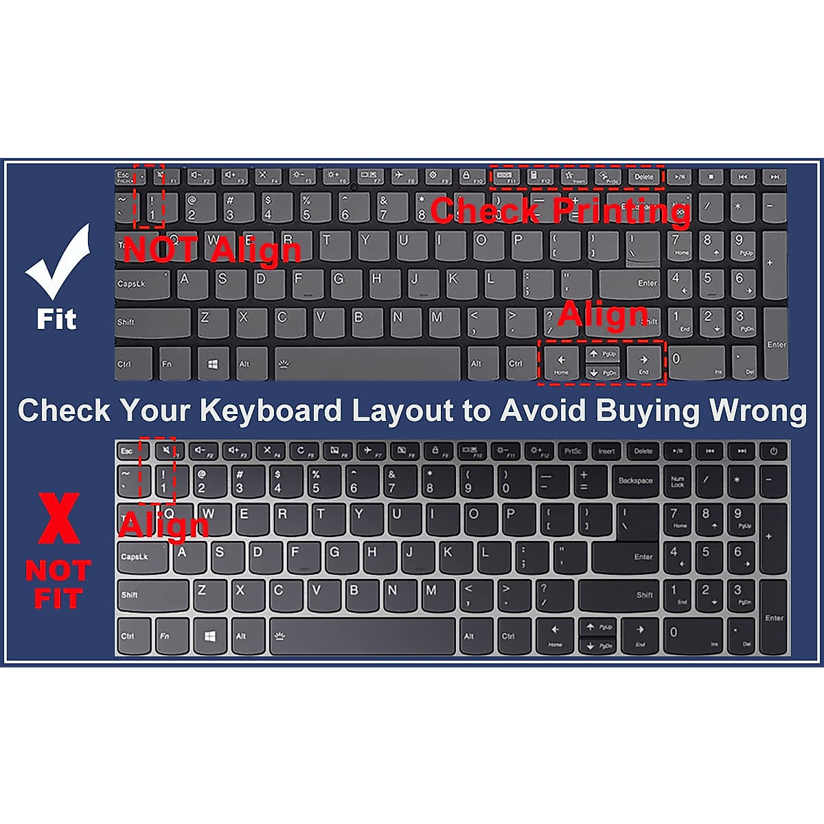 Keyboard Cover for Lenovo Yoga 7i 15.6" 16", IdeaPad 3/IdeaPad 3i 15.6 17.3, IdeaPad 5/IdeaPad 5i 15.6 17.3, IdeaPad Flex 5/Flex 5 15.6, Yoga Slim 7 15, IdeaPad Slim 7 15.6, ThinkBook 15/15P G2 G3 G4