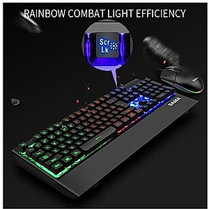 SAMA HJ9525 RGB Gaming Mechanical Keyboard and Mouse Set Wired 108 Keys Computer Keyboard and RGB Mouse Black