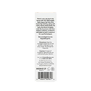 Honest Beauty Lip Crayon-Demi-Matte, Strawberry with Jojoba Oil & Shea Butter | Lightweight, High-Impact Color | EWG Certified + Dermatologist tested + Hypoallergenic & Cruelty free | 0.105 oz.