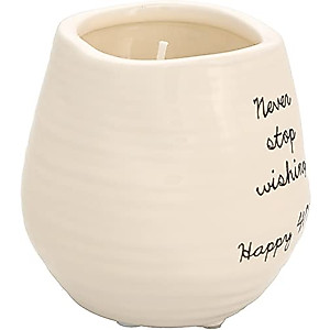 Pavilion Gift Company Never Stop Wishing Happy 40th Birthday - 8 oz Soy Wax Candle with Wick in A Yellow Ceramic Vessel 8 oz-100 Scent: Serenity, 3.5 Inch Tall