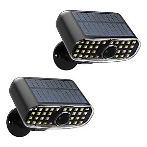 Solar Lights Outdoor 2 Pack Solar Motion Sensor Security LED Lights,3 Lighting Modes IP65 Waterproof Wireless Solar Wall Lights,Bright for Patio Front Door Garage Garden Fence Yard Deck(Daylight)