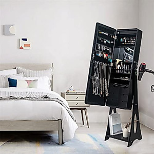 CZDYUF Full-length Full-body Jewelry Cabinet 2-tier Storage Rack 6 Drawers With Hair Dryer Rack With LED Light