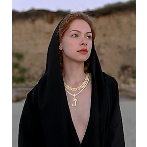 WFYOU Cuban Link Chain for Women Crown Gold Initial Pendant Necklace 18K Gold Plated Alphabet Letter Pendant Choker Hip Hop Diamond Chain Custom Name Necklace Trendy Dainty Rapper Jewelry Gift