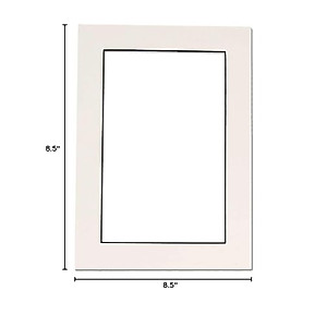 8.5x11 Precut White with Black Core Picture Matboard for 5.5x8.5 Picture - for Frames Measuring 8.5 x 11 Inches - Bevel Cut Matte to Display Art Measuring 5.5 x 8.5 Inches - Acid Free ONE MAT