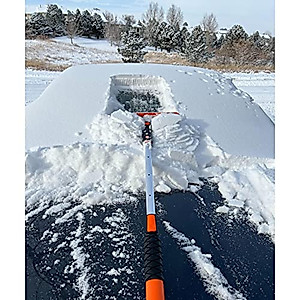 BIRDROCK HOME 60" Extendable Snow Brush with Detachable Ice Scraper for Car | 14" Wide Squeegee & Bristle Head | Size: Truck, Car, SUV, & RV | Aluminum Body with Ergonomic Rubber Grip