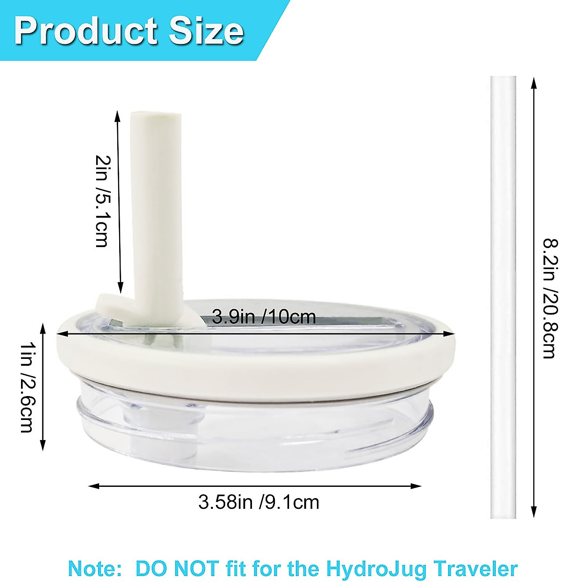 40 oz Tumbler Lid Replacement for Stanley Quencher, 2 Pack Flip Straw Replacement Lids with 2 Straws for 40 OZ Tumbler, Spill Proof Tumbler Covers for Stanley Cup, Cream White