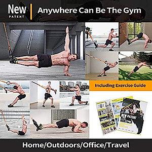 Moulyan Bodyweight Resistance Training Straps Complete Home Gym Fitness Trainer kit for Full-Body Workout Easy Setup Gym Home Outdoors