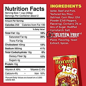 HORMEL Chili Hot No Beans, No Artificial Ingredients, 15 Oz
