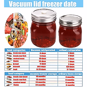 ziHenryDa Fermenting Lids, Vacuum seal cap Compatible with FoodSaver Vacuum Sealer, Food Storage/fermentation lids/Freshness Mason Jar Vacuum Seal Lid,6 set stainless Steel Lids+Accessory Hose,86mm