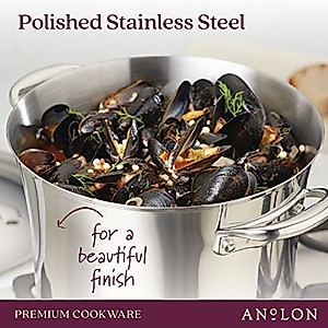 Anolon Nouvelle Stainless Stainless Steel Frying Pan / Fry Pan / Stainless Steel Skillet with Lid - 12 Inch, Silver