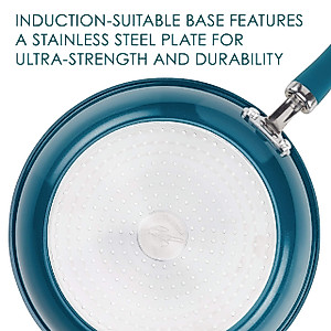 Rachael Ray Create Delicious Nonstick Saute/All Purpose Pan with Lid, 3 Quart - Teal Shimmer, teal shimmer blue