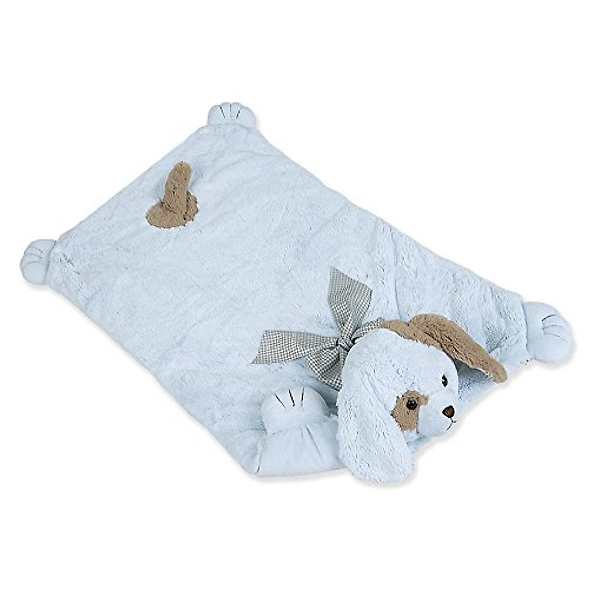 Bearington Baby Waggles Belly Blanket, Blue Puppy Dog Plush Stuffed Animal Tummy Time Play Mat