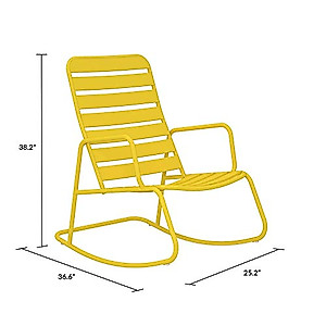 Novogratz 88065YLW1E Poolside Roberta Outdoor Rocking Chair, Yellow