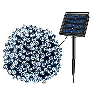 KPafory Solar String Lights,1 Pack 72ft 200LED 8 Modes Solar Powered Christmas Lights Outdoor String Lights Waterproof Fairy Lights for Garden Wedding Party Christmas Decorations,Cool White