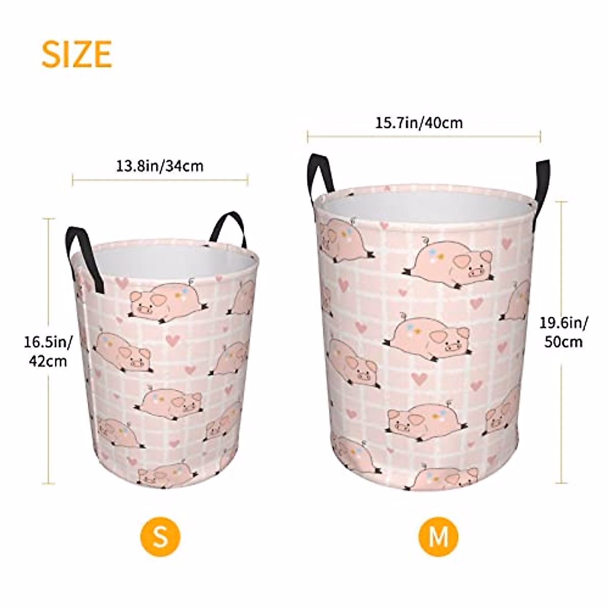 Cute Cartoon Bee and Flower Collapsible Laundry Basket with Handle Waterproof Hamper Storage Organizer Large Bins for Dirty Clothes Medium