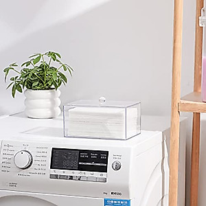 Farmhouse Laundry Dryer Sheet Holder Clear Detergent Pods Container Dryer Balls Dispenser with Lid, Organization and Storage Box for Laundry Room, Bedroom, Desk