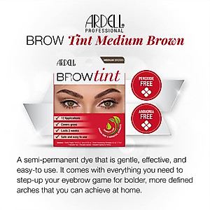 Ardell Brow Tint Medium Brown, Longer-lasting, Semi-permanent Brow Dye, with Natural Extracts, Complete Brow Tinting Kit, 1 pack