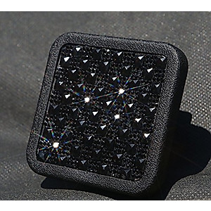 Diamond Crystal Bling Rhinestone Trailer Hitch Cover tube Insert Fits 2" Receivers (Fits 2" Receivers, Black)