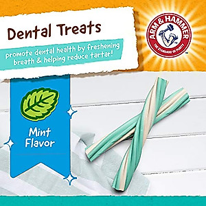 Arm & Hammer For Pets Twisters Dental Treats for Dogs | Dental Chews Fight Bad Breath, Plaque & Tartar without Brushing | Mint Flavor Dog Dental Treats