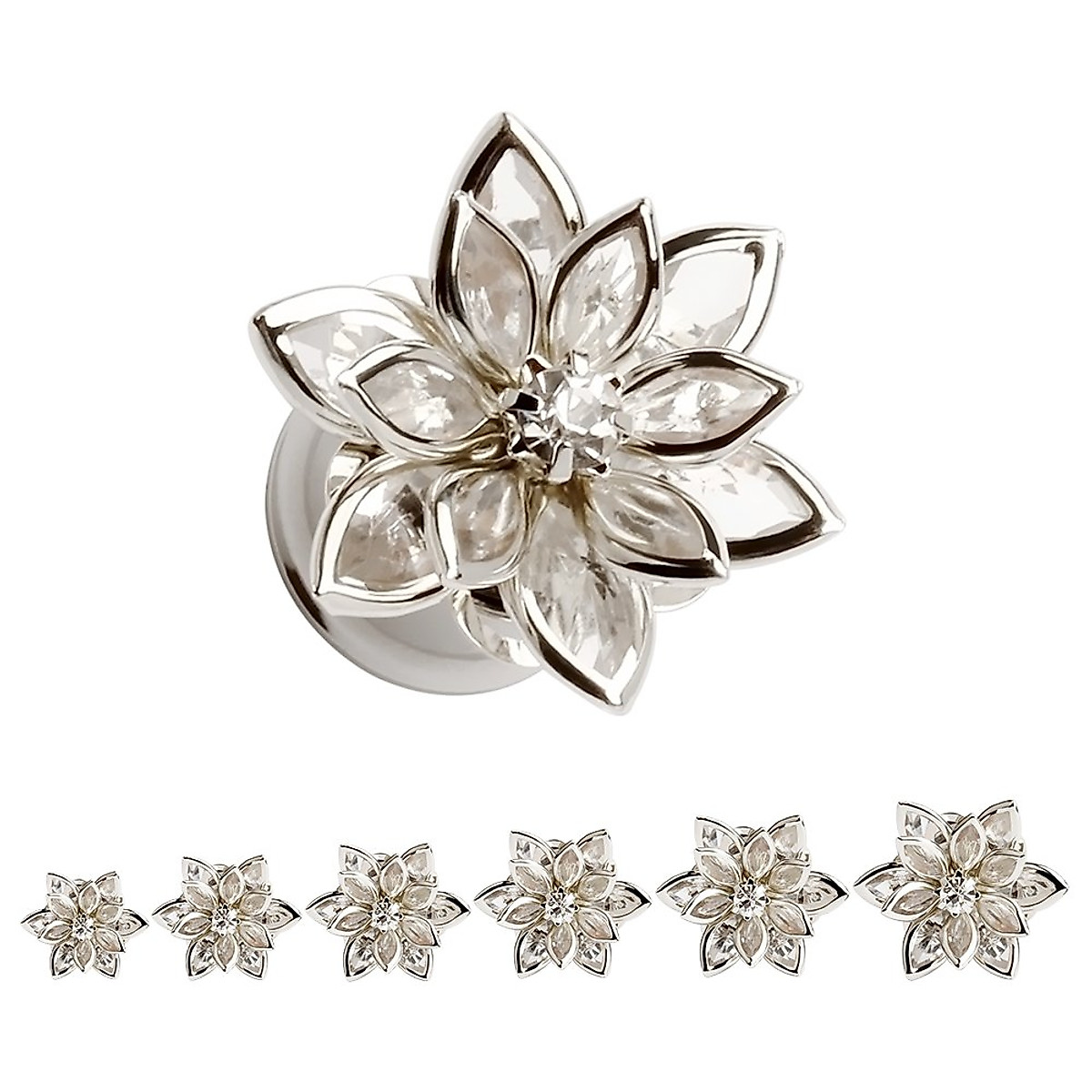 KUBOOZ Fashion Colorful Dream Flower Elegant Ear Plugs Tunnels Gauges Stretcher Piercings Jewelry