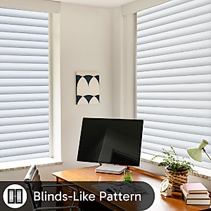 rabbitgoo Window Privacy Film Frosted Glass Film for Bathroom, Non Adhesive Static Cling Removable Window Sticker for Home Office, Anti-UV Opaque Coverings, Blinds Pattern, 17.5 x 78.7 inches