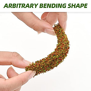 HOKPA 9Pcs Miniature Shrub Strips, 6Pcs Mixed Miniature Model Trees, Static Scenery Models for Architecture Building Railway Train Models Diorama Fairy Garden Scenery Landscape