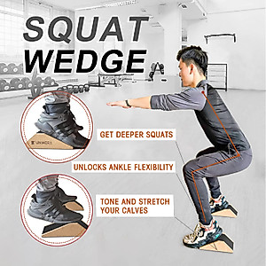 UNMERA Squat Wedge Block 2PCS Non Slip Professional Squat Ramp,Squat Platform for Heel Elevated Squats and Calf Raises,Slant Board Professional Squat Ramp for Weightlifting and Fitness