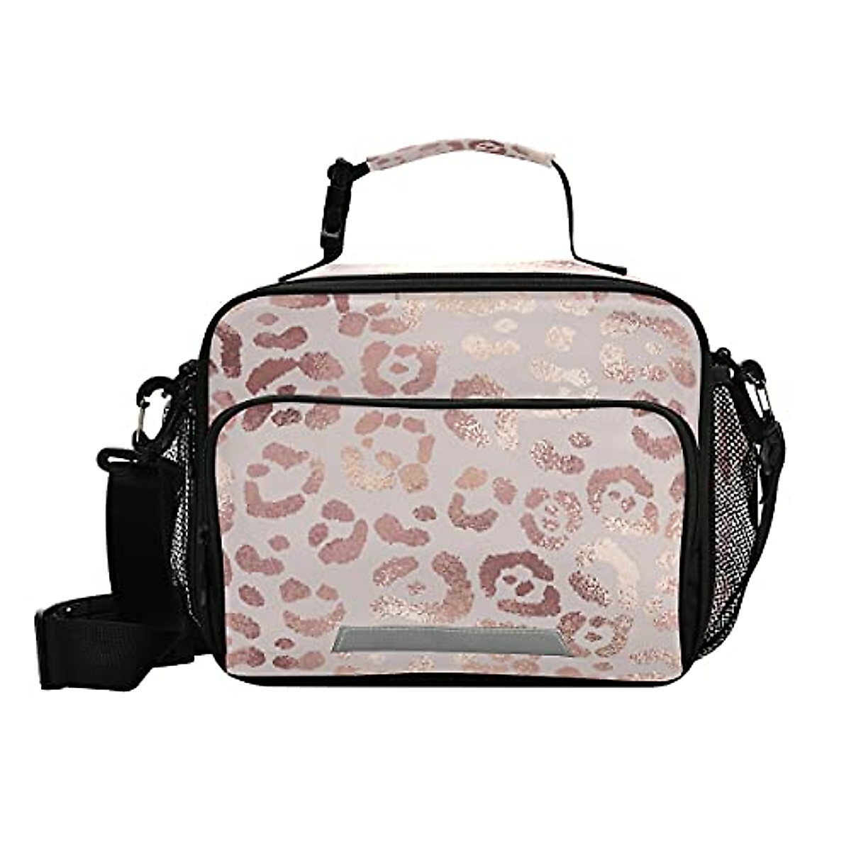 Lunch box Insulated Soft Lunch Bag Lunch Container Leopard Print Cheetah Rose Gold for Office Work School Picnic Beach