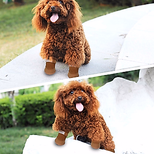 payanwin Dog Boots Paw Protector, Anti-Slip Dog Shoes,Dog Australia Boots Pet Antiskid Shoes Winter Warm Skidproof Sneakers, for Small Dog (#3, Brown)