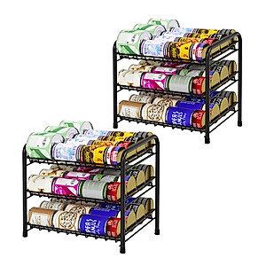 KalTell 2 in 1 Can Storage Organizer Pantry, Canned Food Organizers for Kitchen Dispenses 72 Cans-Black