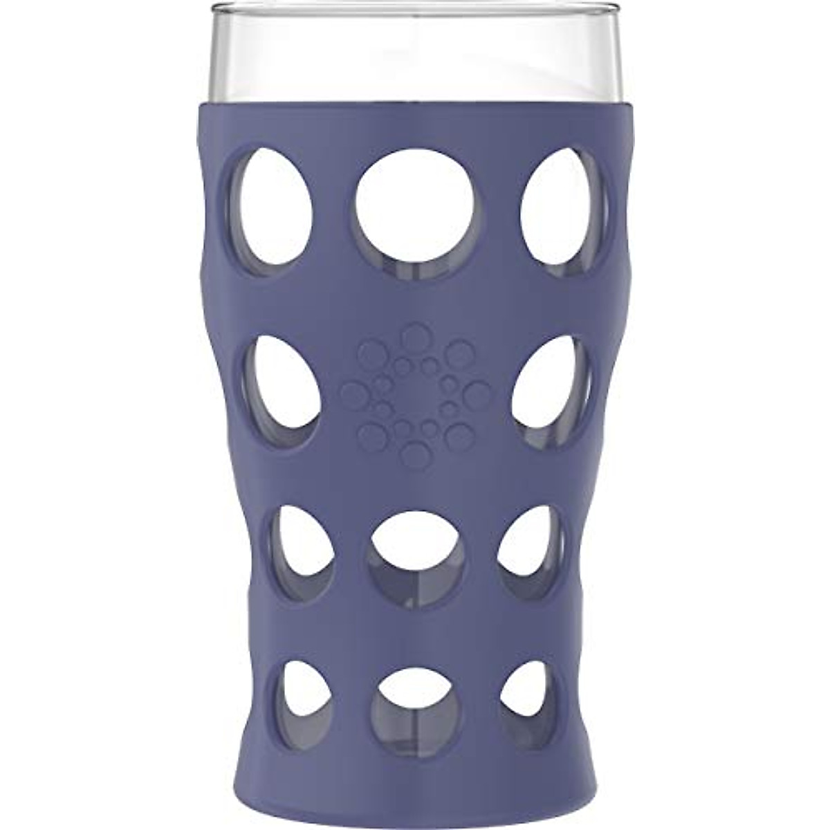Lifefactory 20-Ounce Beverage Glasses with Protective Silicone Sleeves, 4 Count (Pack of 1), Stone Gray, Aqua Teal, Dusty Purple, Carbon